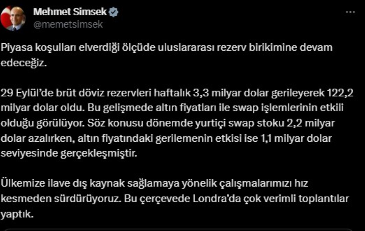Mehmet Şimşek’ten ‘rezerv’ açıklaması
